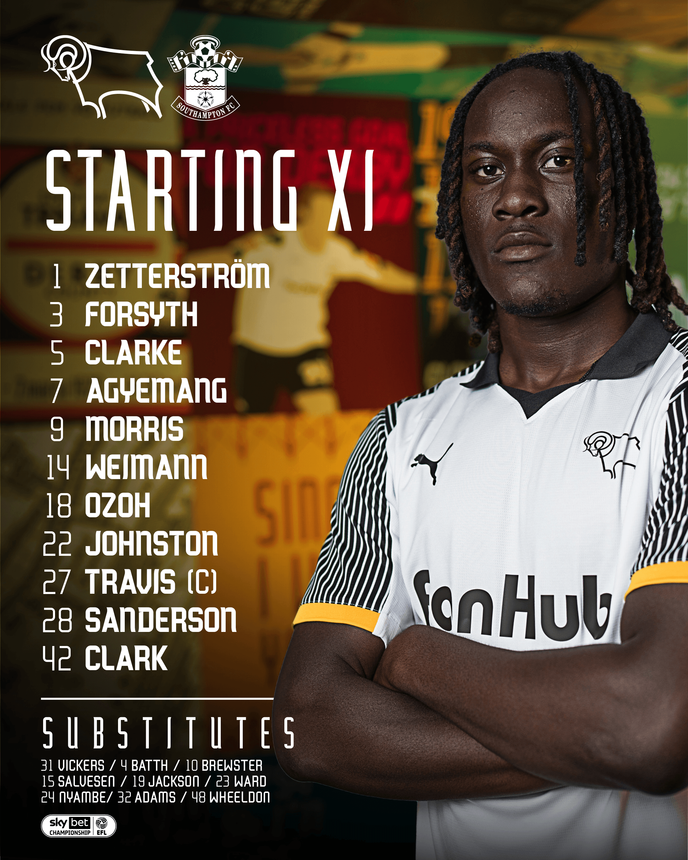 TEAM NEWS: Derby County Vs Southampton - Blog - Derby County